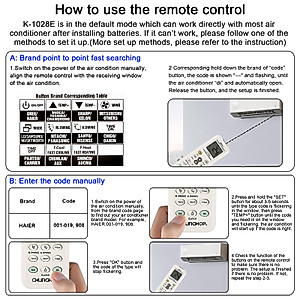All in One K-1028E Universal A/C Air Conditioner Remote Control 1000 in 1 Controller for LG Gree Midea Toshiba Haier Daikin Hitachi Sharp Panasonic Samsung Sanyo Hisense Fujitsu Air Condition