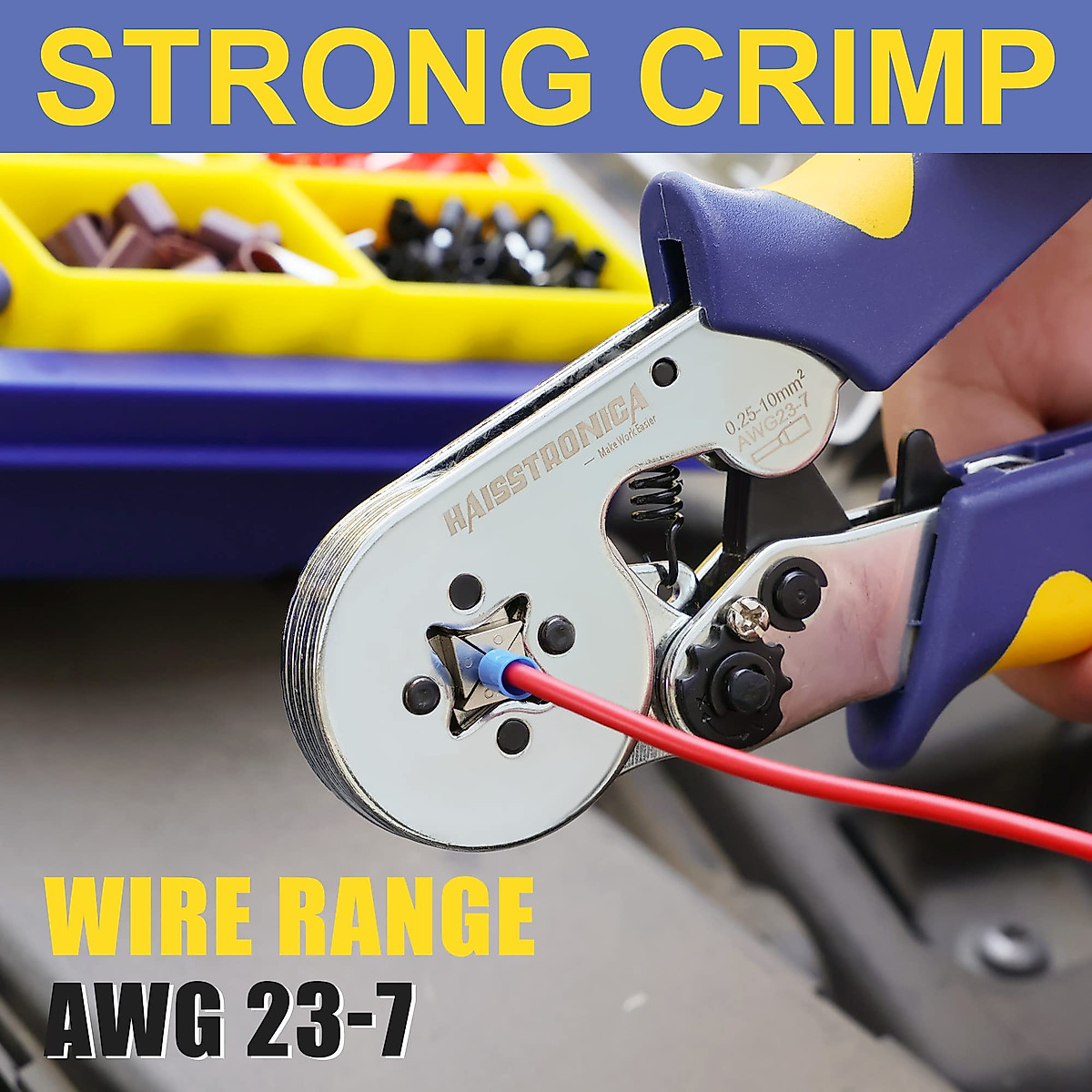 Haisstronica Ferrule Crimping Tool Kit AWG 23-7 Wire Ferrules Crimper with 2500pcs Wire End Terminals AWG 22-7 and Wire Stripper