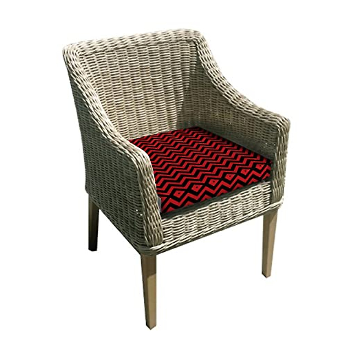 Porch Outdoor Chair Seat Cushion Covers Set Simple Ripple Waterproof Chair Pad Cover Black Red Chevron Stripe Slipcovers 4 Pack 20" x 18" x 4"