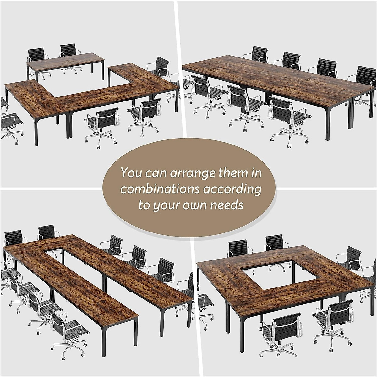 Tribesigns 78.74-Inch Conference Table Set of 4, 13FT Conference Room Table, Large Rectangle Meeting Seminar Table Set for 12-16 Person, Long Business Tables (Only Table)