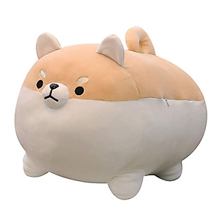 EHOTONG Shiba Inu Dog Plush Pillow, Corgi Stuffed Animal Plush Toy Hug Pillow Gifts for Girl Boy (Brown, 15.7in)