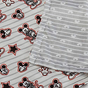 Cudlie Disney Baby Boy Mickey Mouse Reversable Double Sided Mink Blanket & Grey Micky Cap with Ears