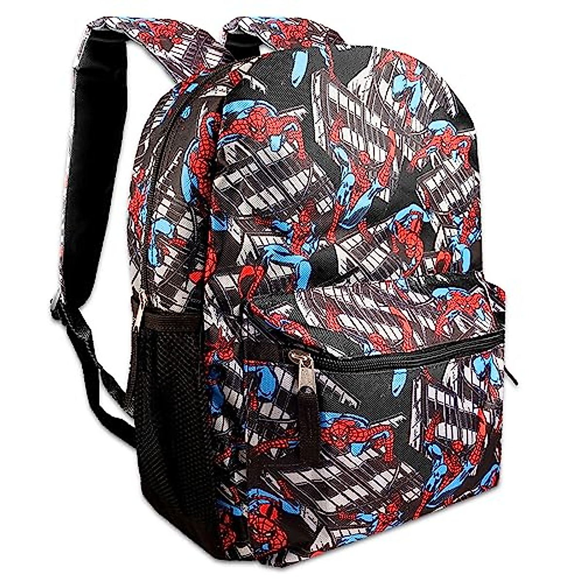 Spiderman Backpack with Lunch Box Set - Bundle with Spiderman Backpack for Boys 4-6, Spiderman Lunch Box, Water Bottle, Stickers, More | Spiderman Backpack for Kids