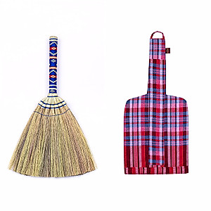 SKENNOVA - 1 Piece of 17 inch Tall of Asian Broom Thai Vintage Dusting Brush Grass Broom Handmade for Sweeping Dirt Dust Garbage