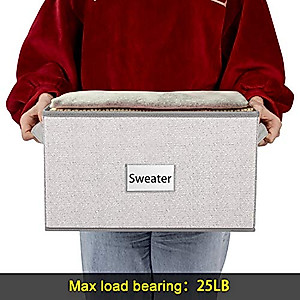 Kntiwiwo Storage Bin Fabric Storage Baskets for Closet Shelves Decorative Storage Boxes Rectangle Basket with Handles Labels for Home Bedroom Living Room Office 14.4”x10”x8.3” Gray Set of 3