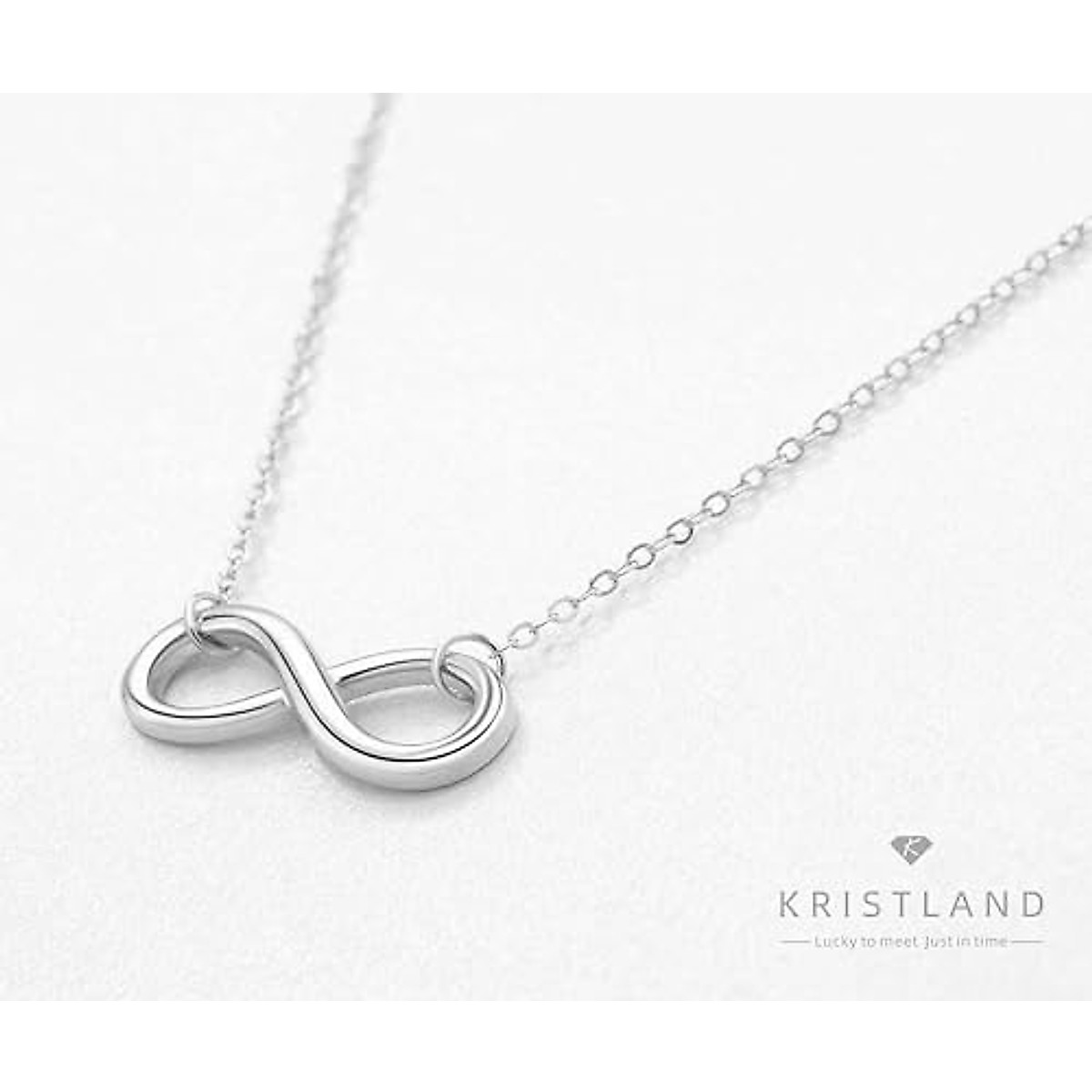 KristLand - 925 Silver Adjustable Necklace Circle Minimalist Enamel Tiny Heart Cactus Triangle Pendant Dainty Choker for Women Infinity Silver