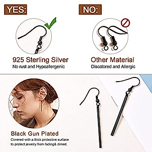 FOCALOOK Black Earrings for Women Hypoallergenic Minimalist Thin Drop Dangle Long Vertical Bar Earrings