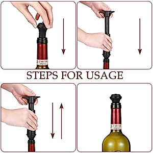 Wine Stopper Resealable Wine Pump Vacuum Stoppers Vacuum Wine Stopper Silicone Wine Saver Vacuum Stoppers Practical Wine Saver Stoppers for Kitchen Supplies Wine Bottle Tools (Black,24 Pieces)
