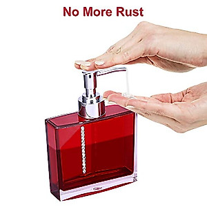 Red Bathroom Accessories, Acrylic Bathroom Accessories Set with Bath Cup Bottle Toothbrush Holder Soap Dish 5PC/Set for Hotel Home Bathroom Use