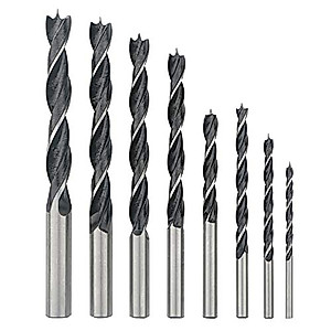 Rowiz 8PCS Brad Point Drill Bits 3-10mm Spiral Twist Wood Drill Bits Set For Soft, Hard, Veneered And Laminated Wood Mdf Acrylic