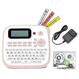 Labelife Label Maker Machine, Portable Label Maker D210S, QWERTY Keyboard, One-Touch Keys, Easy-to-Use, Handheld Labeler with Label Maker Refill and Adapter, for Home Office School Organization, Pink