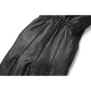 REED Men's Genuine Leather Warm Lined Driving Gloves (L, BLACK)