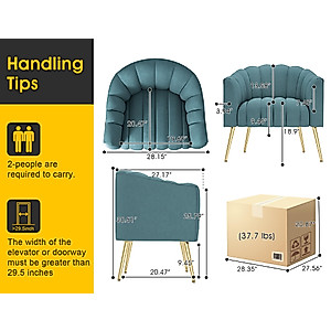 Dewhut Oversized Pumpkin Couch Accent Chair, Modern Comfy Velvet Upholstered Barrel Chairs, Luxury Single Sofa Armchair for Living Room, Waiting Room, Office and Vanity, (Blue)