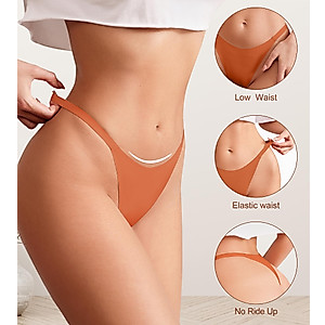 DEANGELMON Seamless G-string Thongs for Women - No Show Thong Underwear Low Rise Stretch Panties Workout Pack (8P1,XL-NEW)