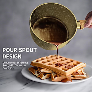 Innerwell Nonstick Frying Pan Set,Non Stick Sauce Pan Set with Lid Gold Granite Pans,1.5QT+2.5QT Saucepan 9.5 Inch Frying Pan Induction Cookware Set,PFOA Free