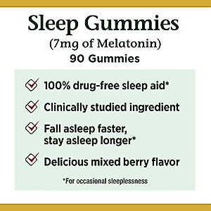 Nature's Bounty 7 mg Melatonin Gummies, Mixed Berry, 90 Count