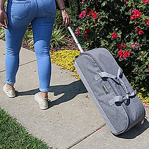 Everything Mary Rolling Craft Tote for Cricut, Brother, Silhouette Machines, Grey Heather - Machine Carrying Storage Bag for Air, Maker, Explore, Cameo - Travel Carry Case for Vinyl & Accessories