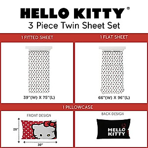 Franco Hello Kitty Bedding Super Soft Microfiber 3 Piece Twin Sheet Set, (Official Licensed Product)