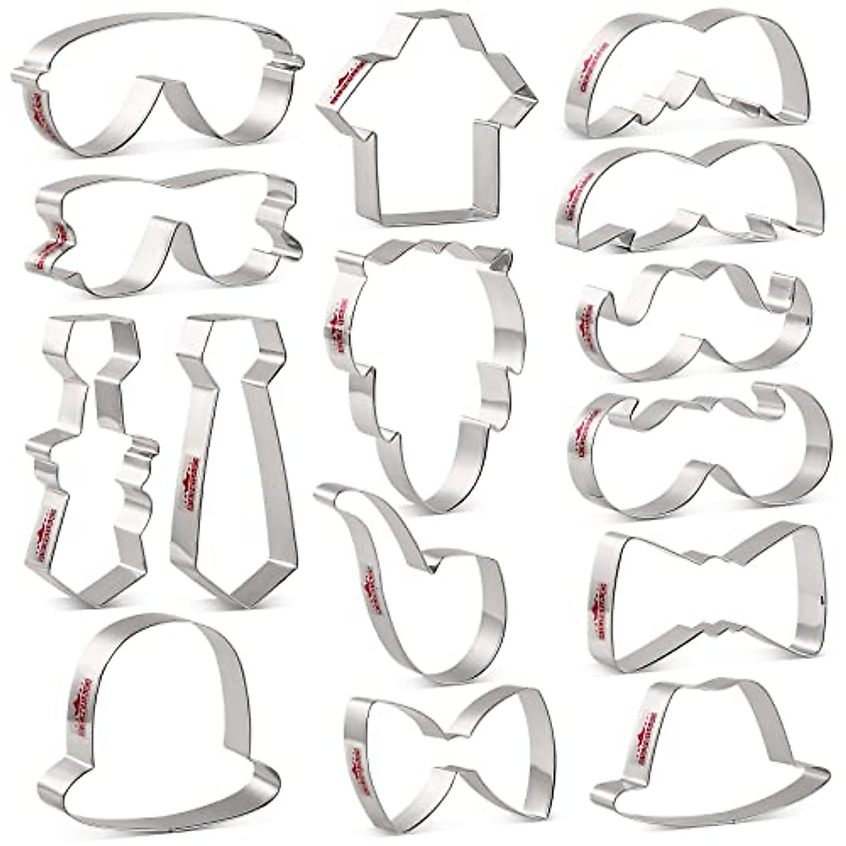 KENIAO Father's Day Cookie Cutter Set, 15 Pcs, Stainless Steel