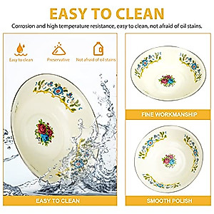 Cabilock Retro Serving Bowls Enamel Basin Vintage Style Basin Mixing Bowl Thickened Soup Bowl Food Container Enameled Washing Basin Colored Home Enamelware Kitchen Enamel Soup Bowl