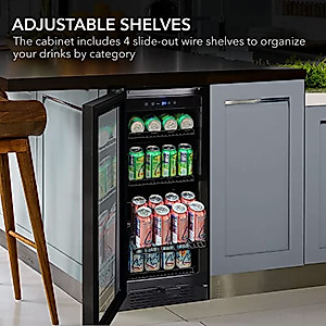 Whynter BBR-801BG Built Beverage Refrigerator and Cooler Mini Fridge with Glass Door with Lock, 3.0 Cubic Feet, Black, 100, Can