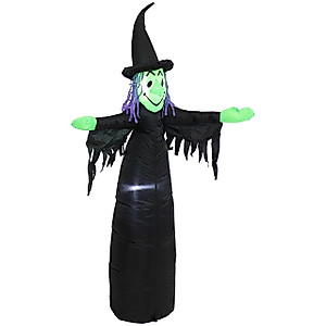 Sunnydaze 5' Wendolyn The Wicked Witch Inflatable Outdoor Halloween Decoration - Built-in Fan Blower and 2 LED Lights