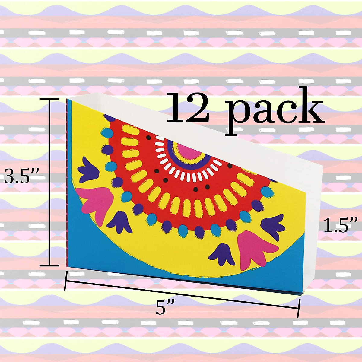 Fiesta Taco Holders Tortilla Holder Taco Stand Hot Dog Stand for Fiesta Party Cinco De Mayo Party Taco Night Mexican Party Taco Tuesday Taco Party - 12 Disposable Paper Cardboard Taco Serving Tray