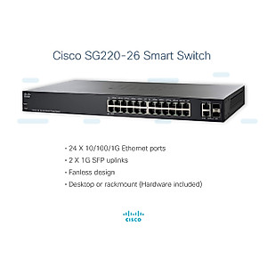 Cisco SG220-26-K9 26-Port Gigabit Smart Plus Switch, Black