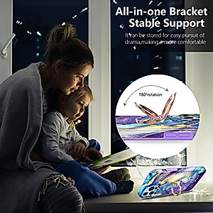 Rancase Compatible with iPhone 13 Pro Max Case with Ring Stand [360°Rotatable Ring Holder] Durable Marble Shockproof Kickstand TPU Slim Bumper Girls Case for iPhone 13 Pro Max 6.7 inch,Purple