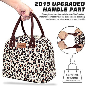 BALORAY Lunch Bags for Women with Adjustable Shoulder Strap, Leakproof Insulated Lunch Box Women Lunch Tote Bag Cooler Bag Container Lunch Pail Bags for Work Picnic Sports Travel (Beige with leopard)