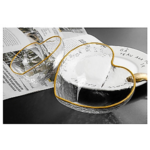 Phnom Penh Glass Bowl Dessert Bird's Nest Salad Bowl Fruit Plate Creative Transparent Heart Shape Breakfast Bowl (15.5 oz)