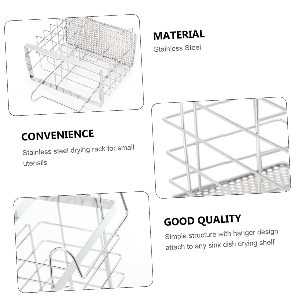 PACKOVE Drying Rack Holder Countertop Stainless Steel Sponge Holder Metal Utensil Drying Rack Flatware Storage Mesh Metal Chopsticks Chopstick Utensil Holder Steel Wire Dryer