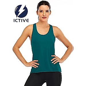 ICTIVE Womens Cross Backless Workout Tops for Women Racerback Tank Tops Open Back Running Tank Tops Muscle Tank Yoga Shirts Workout Tank Tops for Women Yoga Tops Active Tanks Dark Green M
