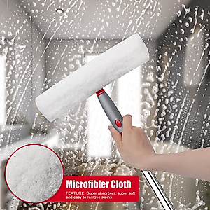 ZNM Window Cleaning Squeegee Kit, 2 in 1 Window Washing Kit with 62'' Extension Pole & Window Cleaner Tool, Professional Window Squeegee for Home Shower Mirror Car Glass Indoor & Outdoor