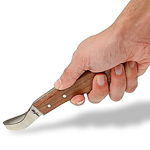 PRECISION CANADA Super Sharp Loop Blade Hoof Knife for Right Handed of Japanese Stainless Steel with Smooth Wooden Handle