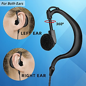 Retevis Volume Adjustable Ear Piece for 2 Way Radio, Compatible RT22 RT21 H-777 RT68 Two Way Radios, C Shape Earhook Earpiece with Coil Tube, Headset for Walkie Talkie with Mic(20 Pack)