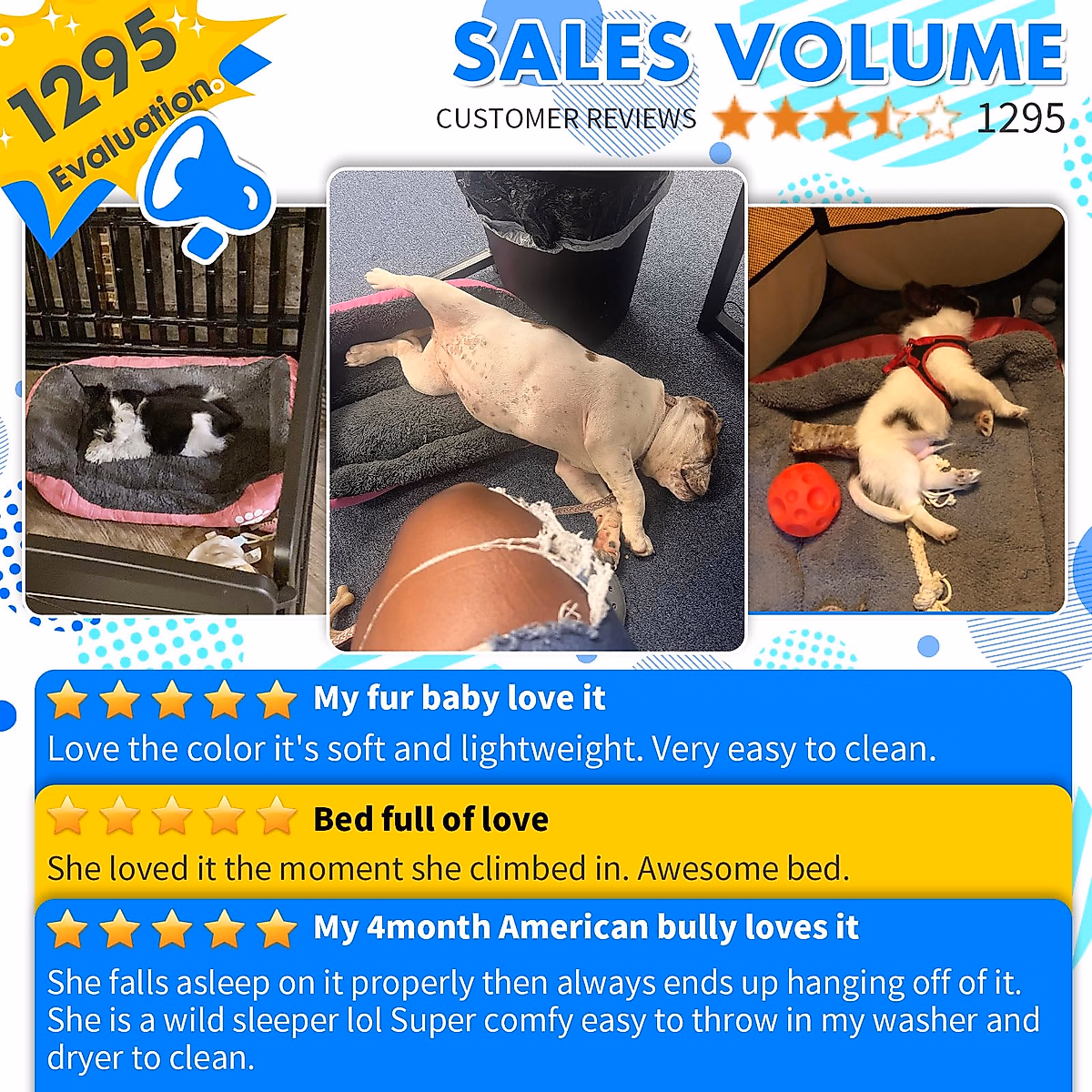 Barelove Rectangular Dog Cat Beds Mattress Washable Pads Room, Soft Winter Warm Plush Faux Fur Sleeping Pet Fleece Bed Mat for Small Doggy Kitten, Anti-Slip Waterproof Bottom, Blue