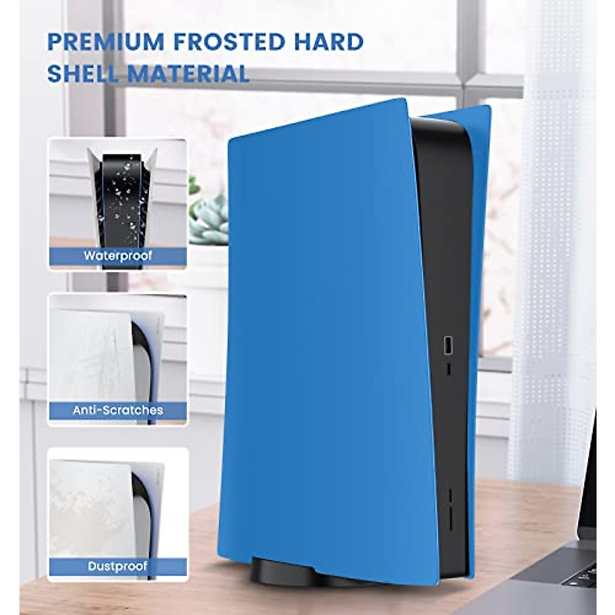 Wedorat PS5 Plate Starlight Blue Faceplate PS5 Cover Skin Replacement, Playstation 5 Game Console Case Cover Hard Shell Hard Shockproof ABS Anti-Scratch PS5 Side Plate Accessories Star Blue