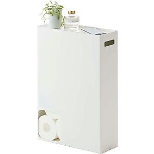 Yamazaki Home Toilet Paper Stocker - Bathroom Storage Organizer Dispenser Not for Jumbo Rolls Steel One Size White