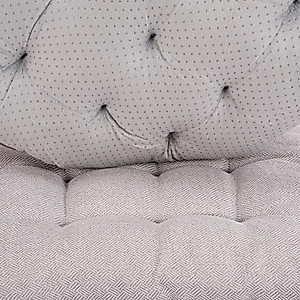 POMIU Outdoor Chair Cushions for Patio and Garden Furniture, Chair Pads Set Premium Comfortable Thick Fiber Fill Tufted Seat Floor Cover (2 Pack, 19" x 19", Silver)