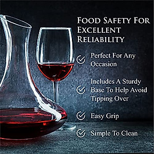 Chef's Star 61 Ounce Wine Decanter with Aerator, Wine Carafe Set with Stemmed Glasses, No handle Wine Decanter Set and 4 Glasses