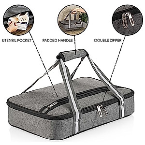 Stack Store Plus More Gray Insulated Casserole Carrier for Hot or Cold Food, Lasagna Holder for Picnic, Potluck, Cookout – Fits 9”x13” or 11”x15” Baking Dish – Thermal Tote