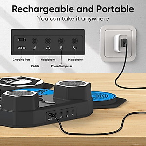 Electric Drum Set, 9 Drums Portable Practice Pad, Electronic Drum Kit with Built in Speakers, Drum Sticks, Headphone Out Jack, Christmas Birthday Gifts for Kids/Adults