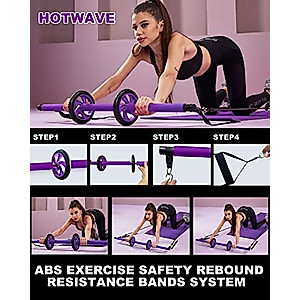 HOTWAVE Pilates Bar Kit with Resistance Bands. Fitness Bar with Ab Roller for Abs Workout. Squat Machine.Core Strength Training Equipment.Portable Home Gym for Men and Women