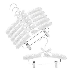 Only Hangers 12" White Children's Satin Padded Hangers w/Clips (Pack of 6)