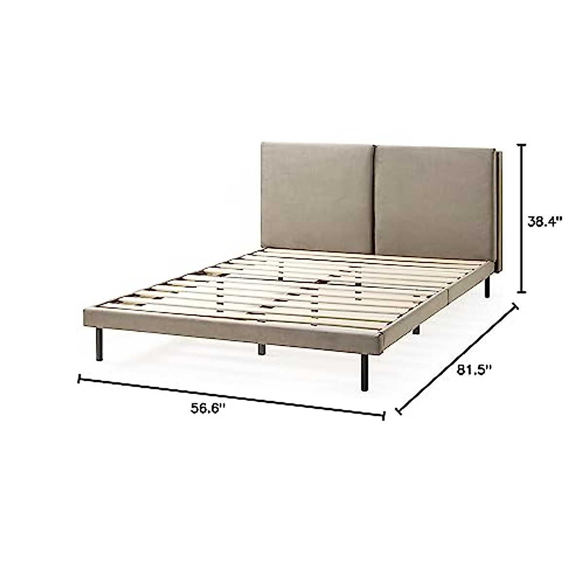 ZINUS Taylor Velvet Upholstered Platform Bed Frame with Split Headboard, Velvet Bed Frame, No Box Spring Needed, Easy Assembly, Latte, Full