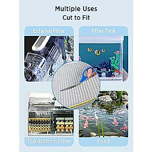Kaiyopop Aquarium Filter Media, Upgraded 8-Layer Fish Filter Floss, 47" x 12" Pond Filter Media for Outdoor Ponds and Fish Tank
