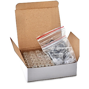 Vivaplex, 24, Clear, 2 ml (5/8 Dram) Glass Bottles, with Orifice Reducers and Black Caps