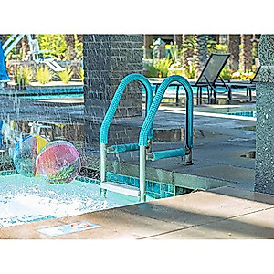 KoolGrips Comfort Cover 6 Foot Neoprene Zippered Hand Grip Rail Slip Cover Sleeve In Ground and Above Ground Swimming Pools, 1 Cover, Indian Teal Blue