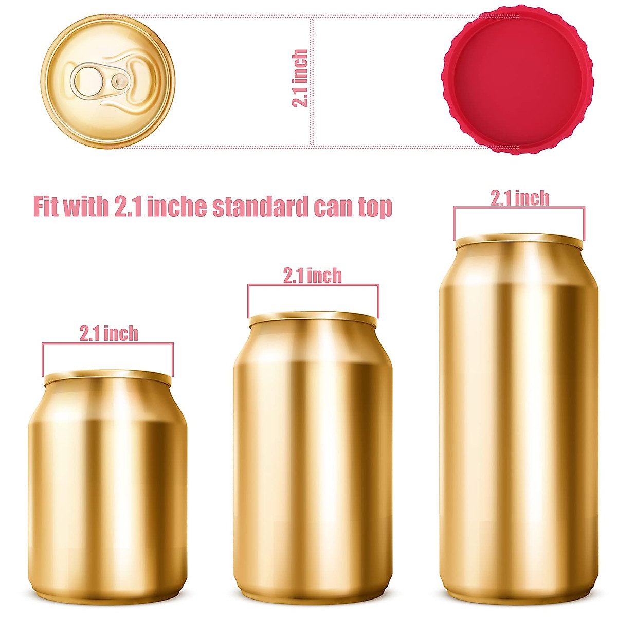 Bigomila 6 Pack Silicone Soda Lid Beverage Can Cover Beer Bottle Caps Juice Can Topper Reusable Food Grade Coke Can Saver 6 Color Silicone Can Can Stopper Fit 2.13”Standard Can